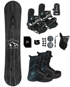 160cm symbolic knotty wide snowboard & bindings & boots black package (160cm wide hybrid rocker, 14 mens black boots & bindings)