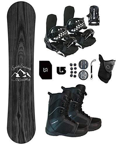 160cm Symbolic Knotty Wide Snowboard & Bindings & Boots Black Package (160cm Wide Hybrid Rocker, 14 Mens Black Boots & Bindings)