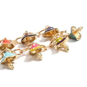 JOYID Colorful Enamel Mushroom Charms Tassel Necklace Personality Fashion Jewelry for Women