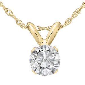 14k white or yellow gold 1/2 ct t.w. diamond round-cut solitaire pendant women's necklace with 18" 14k gold chain