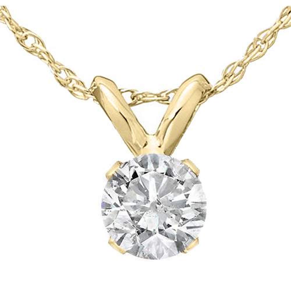 14k White or Yellow Gold 1/2 Ct T.W. Diamond Round-Cut Solitaire Pendant Women's Necklace With 18" 14k Gold Chain