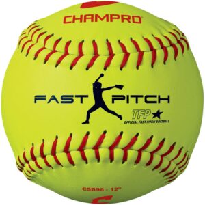 champro 12" fast pitch softball, unaffiliated for practice, leather cover