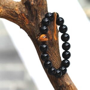 Jewever Tiger Eye black obsidian Bracelet For Men Women 12mm beads Stone Energy Healing Crystal Unisex Stretch