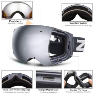 ZIONOR X4 Ski Goggles with a Hard EVA Protection Case