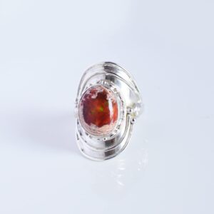 Ravishing Impressions Amazing Mexican Fire Opal Gemstone 925 Solid Sterling Silver Ring Designer Jewelry