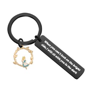 seiraa fairy tale gift when you can't look on the bright side i will sit with you in the dark (black alic keychain)