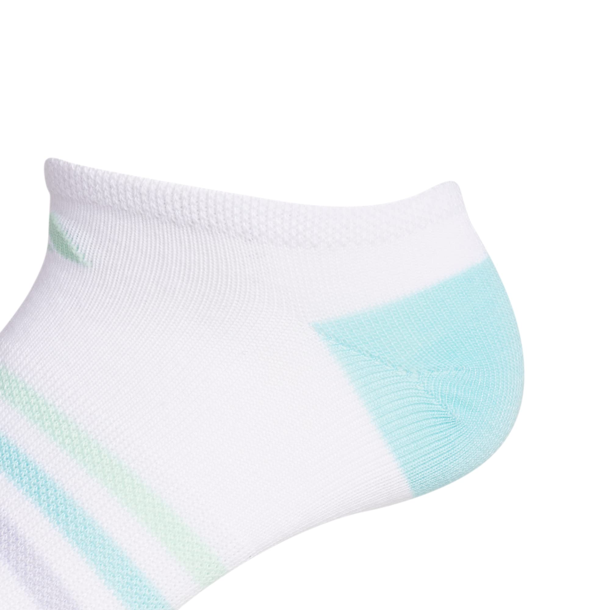 adidas Kids-Girl's Superlite No Show Socks (6-Pair), White/Clear Aqua Blue/Pulse Yellow, Large