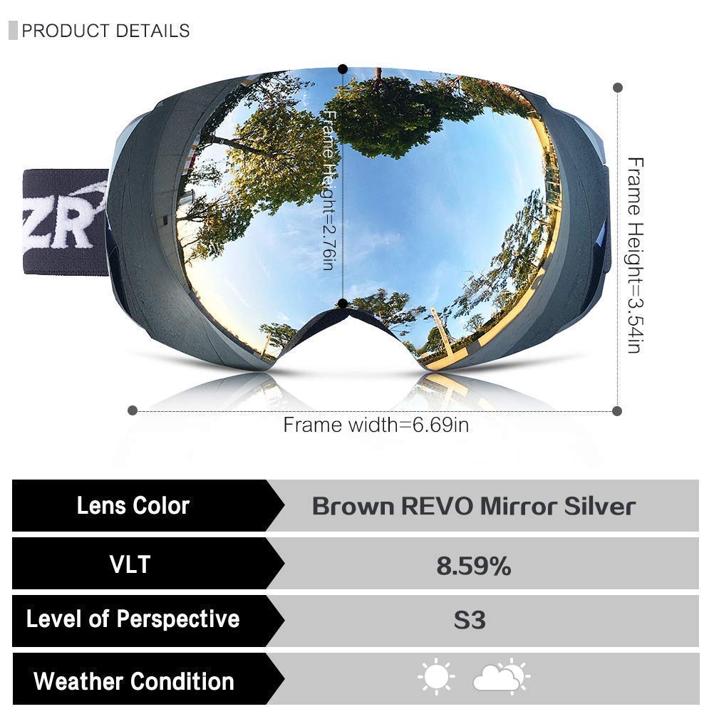 ZIONOR X4 Ski Goggles with a Hard EVA Protection Case