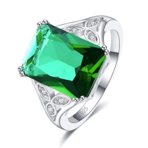 yazilind silver plated cut polygon cubic zirconia statement engagement wedding rings women anniversary jewelry green(size 7)