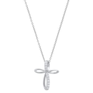 dazzlingrock collection 0.12 carat (ctw) round white diamond women infinity loop cross pendant with 18 inch silver chain in sterling silver