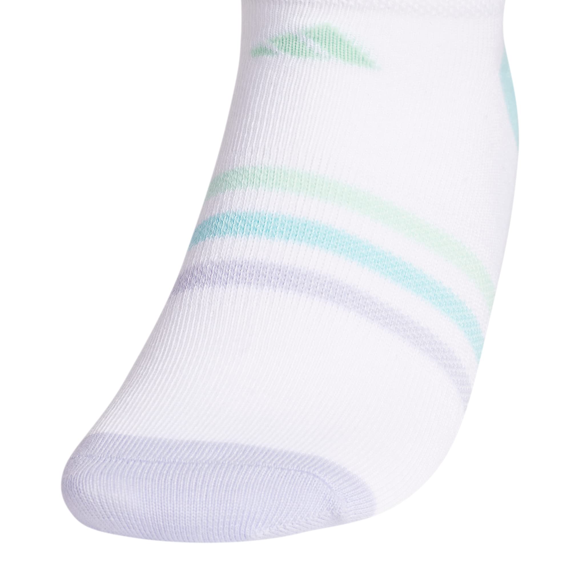 adidas Kids-Girl's Superlite No Show Socks (6-Pair), White/Clear Aqua Blue/Pulse Yellow, Large