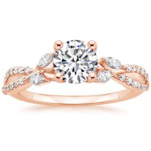 2 ctw moissanite engagement ring for women simulated diamond wedding rings for women (rose gold)