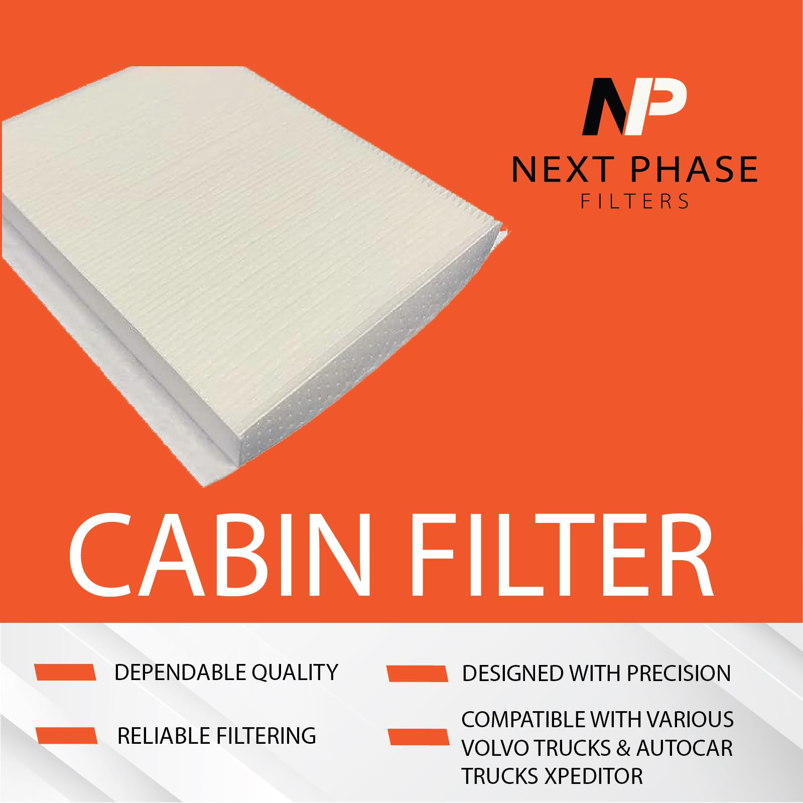 Cabin Air Filter Replacement - Pack of 1 - Made in USA - Compatible with Various Volvo Trucks VAH/VH/VHD/VNM/VN & VNL/VNL 300/VNX/VT/9700 Series, Autocar Trucks Xpeditor - Replaces O.E. 20435801