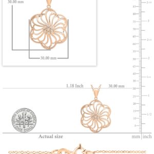 Dazzlingrock Collection 0.15 Carat (Ctw) Round White Diamond Women Swirl Flower Pendant with 18 inch Gold Chain in 10K Rose Gold