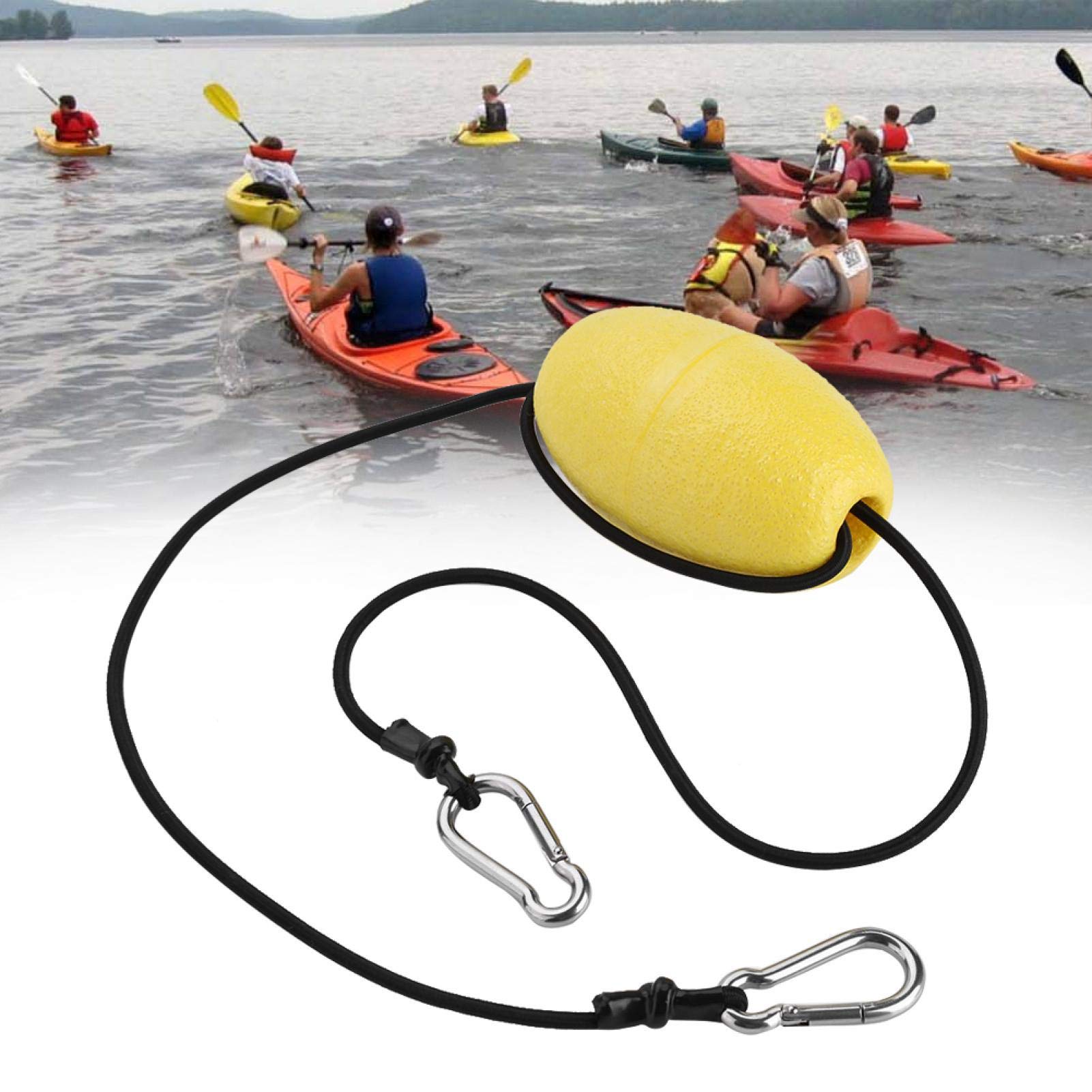 YUANJS Drift Anchor Rope,Marine Rope Tow Line Kayak Drift Anchor Tow Nylon Rope with EVA Buoy Steel Clips Kayak Accessory