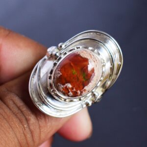 Ravishing Impressions Amazing Mexican Fire Opal Gemstone 925 Solid Sterling Silver Ring Designer Jewelry