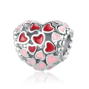 luluadorn women always love heart red pink charm for bracelets compatible with pandora charm bracelets mom daughter wife girlfriend friends couple birthday christmas