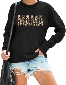 egelexy mama sweatshirts women embroidery mom life blouse mama crewneck pullover long sleeve tops black