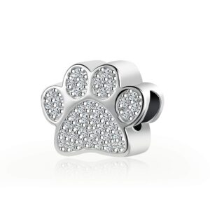 luluadorn women paw print pet dog cat charm for bracelets bead silver love heart silver necklace pendant gifts for daughter dog mom animal lover birthday christmas family