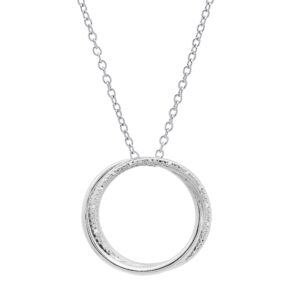 dazzlingrock collection 0.02 carat (ctw) round white diamond interwined classic interlocking open circle pendant for her with 18 inch silver chain in 10k rose gold