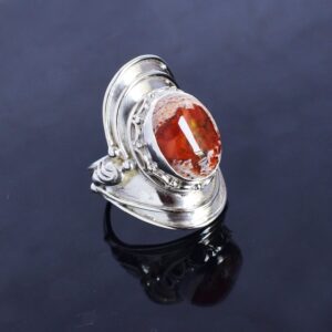 Ravishing Impressions Amazing Mexican Fire Opal Gemstone 925 Solid Sterling Silver Ring Designer Jewelry