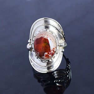 Ravishing Impressions Amazing Mexican Fire Opal Gemstone 925 Solid Sterling Silver Ring Designer Jewelry