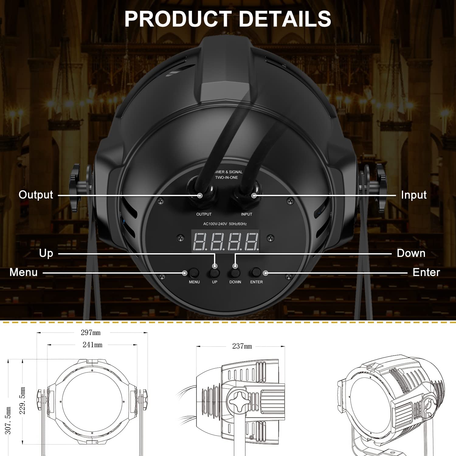 BETOPPER Stage Lights, 200W COB LED Stage Spotlights, Warm & Cold White LED Par Lights, DMX/Master-Slave Lights, Spotlight/Fresnel Lights for Church, Wedding, Theater, Photo Studio