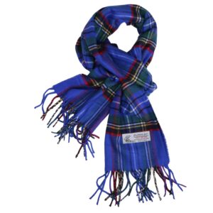 tz promise stewart plaid cashmere feel classic soft luxurious winter scarf for men women (scots royal blue plaid)