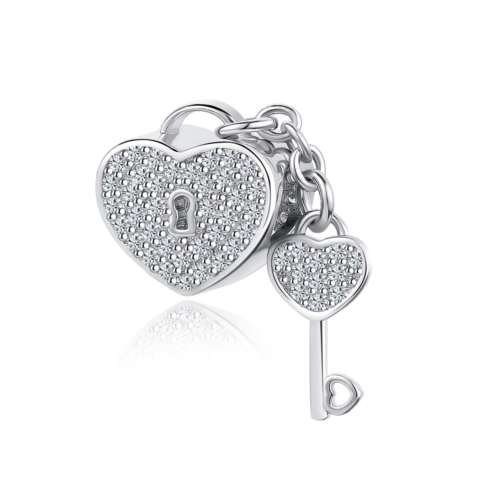 Luluadorn Women Couple Love Key Lock Heart Charm for Bracelet Compatible with Pandora Charm Bracelets Birthday Anniversary Christmas