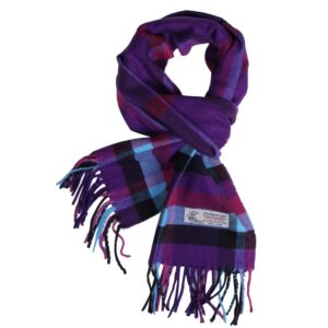 tz promise plaid pattern cashmere feel classic soft luxurious winter scarf for men women (classic purple plaid)