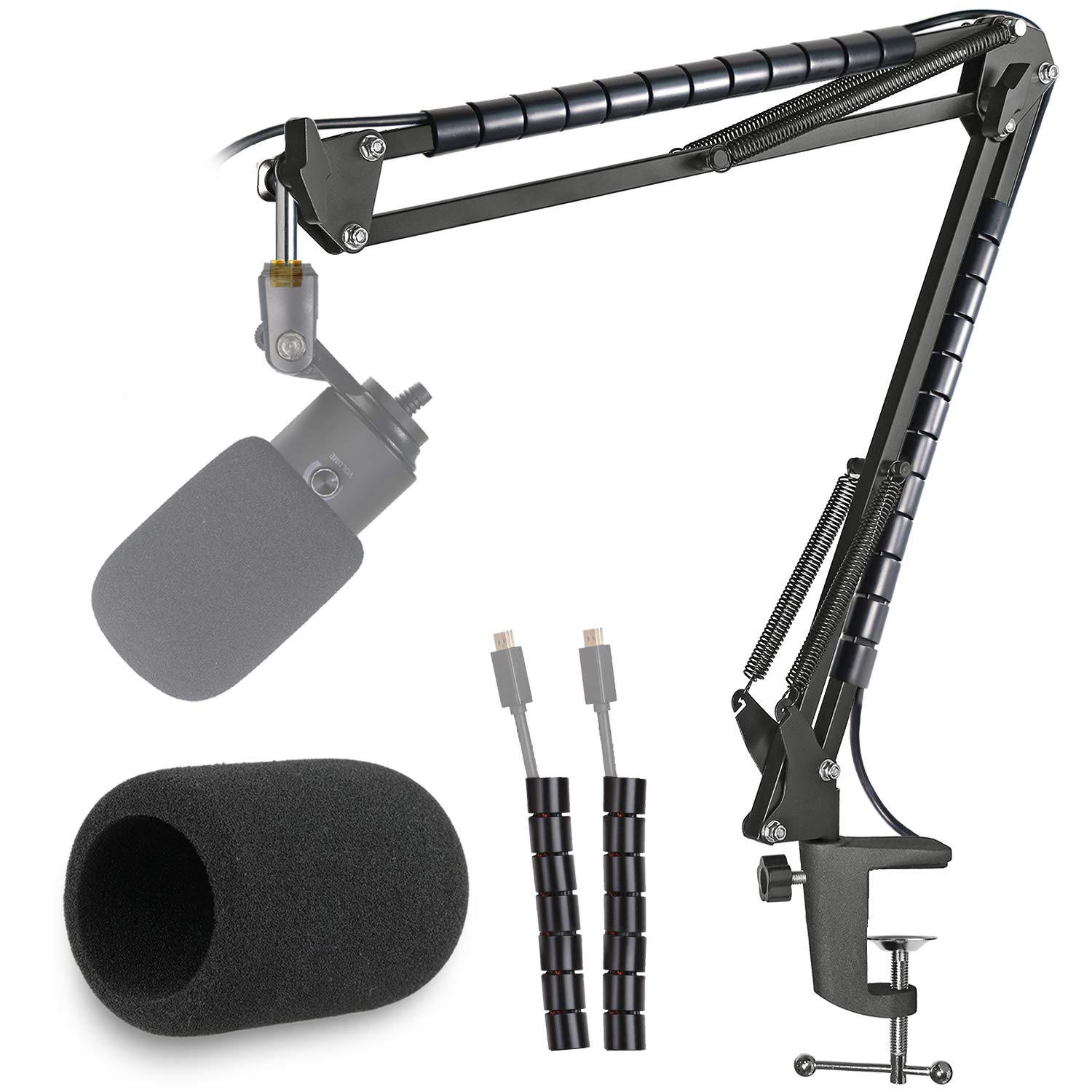 K669 Microphone Boom Arm Mic Stand, Windscreen and Cable Sleeve Compatible with Fifine K669 669B USB Podcast Microphone to Recording and Streaming by YOUSHARES