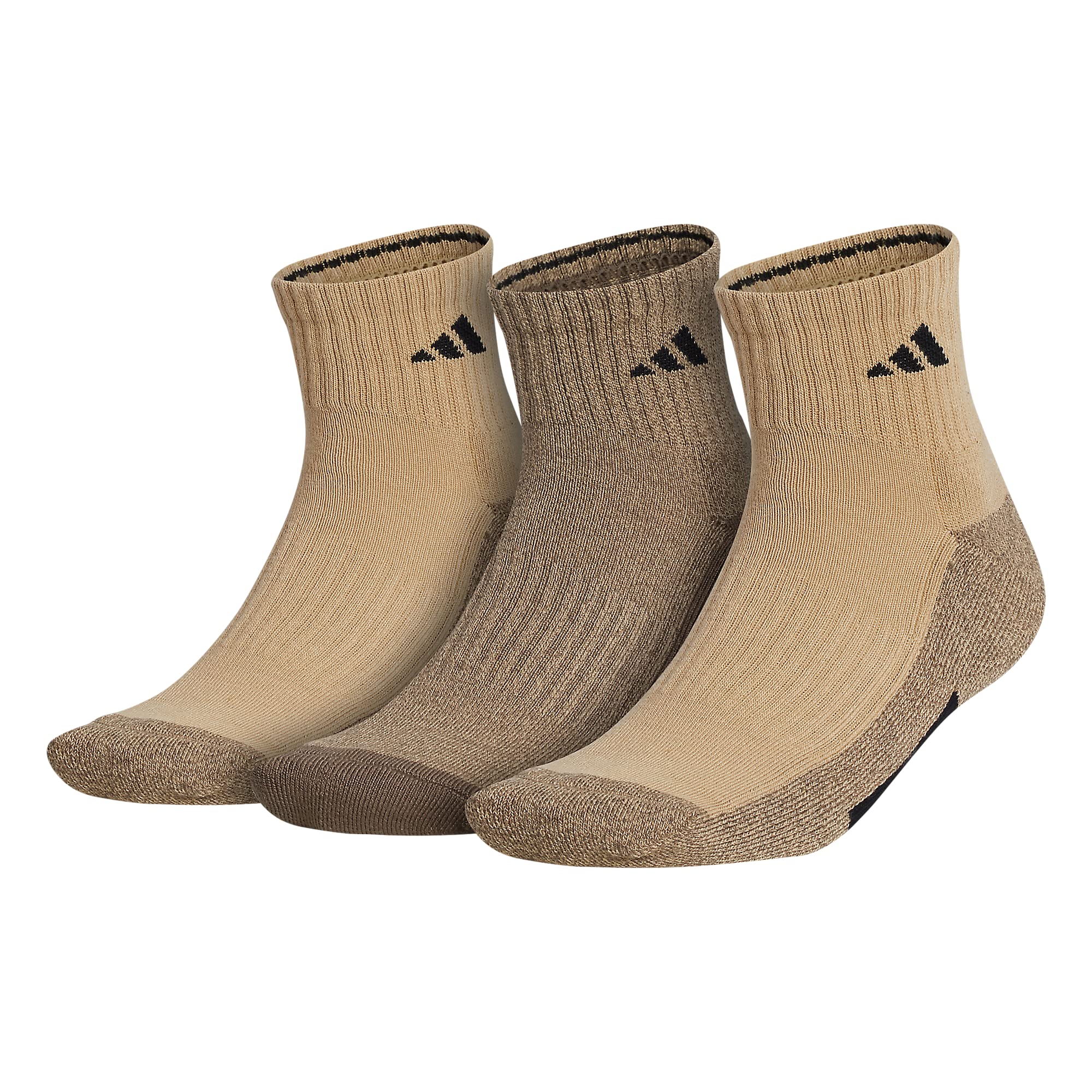 adidas Men's Cushioned Quarter Socks (3-Pair), Beige Tone/Blanch Cargo/Black, Large