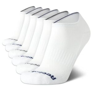 reebok mens' breathable no-show low cut basic cushion socks (6 pack), size shoe size 6-12.5, classic white