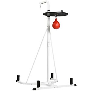 soozier 2 in 1 punching bag stand, adjustable height heavy bag stand with weighted base and speed bag, freestanding for home gym