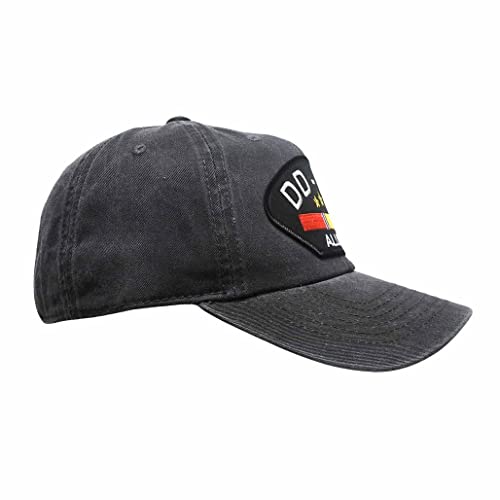 VetFriends.com US Veteran Hat with DD-214 Alumni Text and National Service Ribbon Graphic - Embroidered Adjustable Vintage Washed Gray