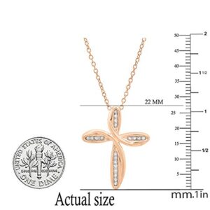 Dazzlingrock Collection 0.05 Carat (Ctw) Round White Diamond Loop Cross Women Pendant with 18 inch Gold Chain in 10K Rose Gold