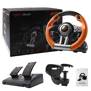 Game Racing Wheel, PXN-V3II 180°Competition Volante with Universal USB Port and with Pedal, Suitable wheel for PC, Xbox Series X|S, Xbox One PS3, PS4, Nintendo Switch - Orange