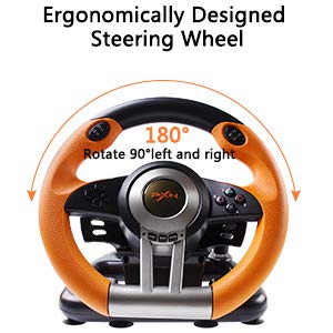 Game Racing Wheel, PXN-V3II 180°Competition Volante with Universal USB Port and with Pedal, Suitable wheel for PC, Xbox Series X|S, Xbox One PS3, PS4, Nintendo Switch - Orange