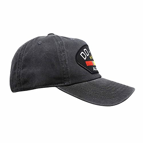 VetFriends.com US Veteran Hat with DD-214 Alumni Text and National Service Ribbon Graphic - Embroidered Adjustable Vintage Washed Gray