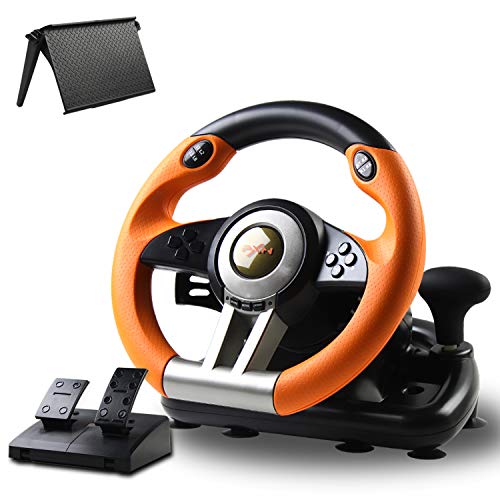 Game Racing Wheel, PXN-V3II 180°Competition Volante with Universal USB Port and with Pedal, Suitable wheel for PC, Xbox Series X|S, Xbox One PS3, PS4, Nintendo Switch - Orange