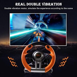 Game Racing Wheel, PXN-V3II 180°Competition Volante with Universal USB Port and with Pedal, Suitable wheel for PC, Xbox Series X|S, Xbox One PS3, PS4, Nintendo Switch - Orange