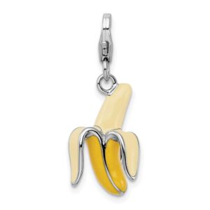 sterling silver amore la vita rhod-pl enameled 3-d peeled banana charm 40mm 12mm style qcc732