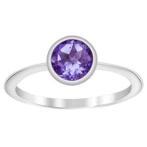 natural tanzanite 6 mm round 925 sterling silver women stackable ring (7)