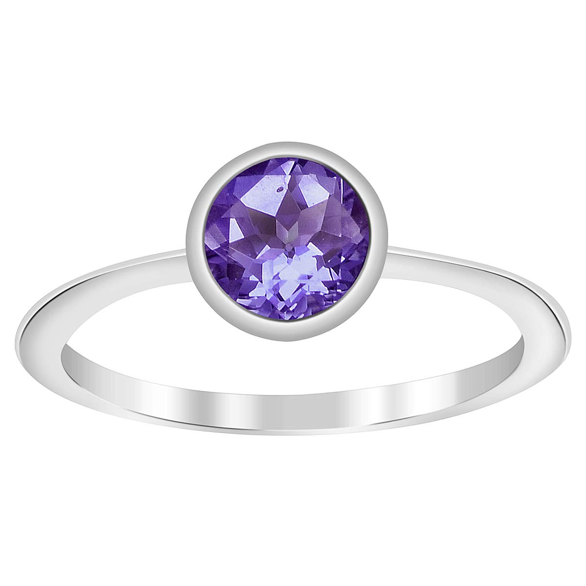 Natural Tanzanite 6 MM Round 925 Sterling Silver Women Stackable Ring (7)