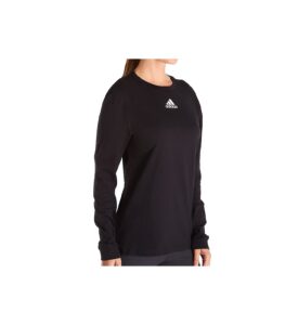 adidas women's amplifier cotton long sleeve crew neck tee 12hm m black