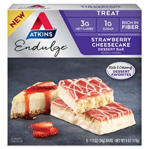 atkins endulge treat strawberry cheesecake dessert bar, 6 ounce, 5 count (pack of 1)