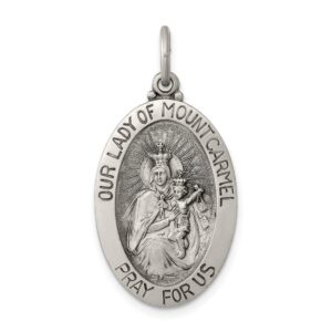 sterling silver antiqued our lady of mount carmel medal 31mm 16mm style qc5575