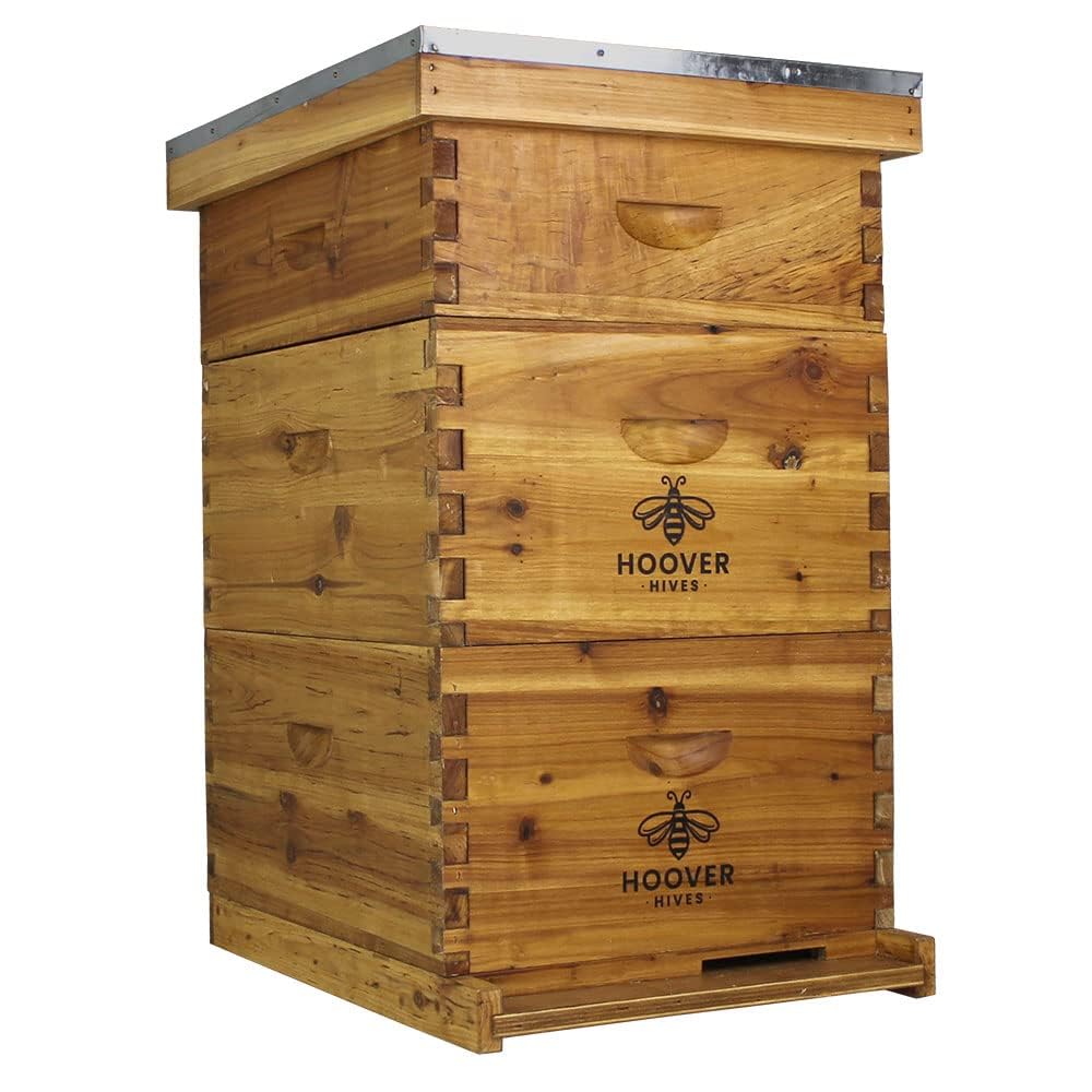 Hoover Hives Fully Assembled Original Bees Wax Coated 10 Frame Langstroth Beehive (2 Deep Boxes, 1 Medium Box)