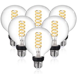 meilux g25(g80) 6w led globe light bulbs, neutral white 4000k, 6w equivalent to 60w, 600lm e26 base dimmable with 80+ cri, vintage edison led filament clear bulbs for bathroom bedroom vanity(6 pack)