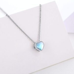 CUOKA MIRACLE Moonstone Necklace Heart Necklaces 925 Sterling Silver Heart Pendant Hypoallergenic Heart Moonstone Necklace Jewelry Gift for Women Christmas Day Gifts